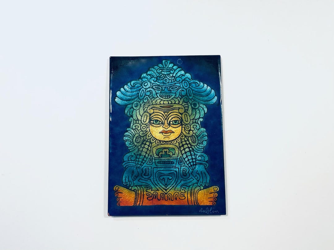 Mayan Style Enamel on Copper Art Signed by Arist Dublin - Etsy