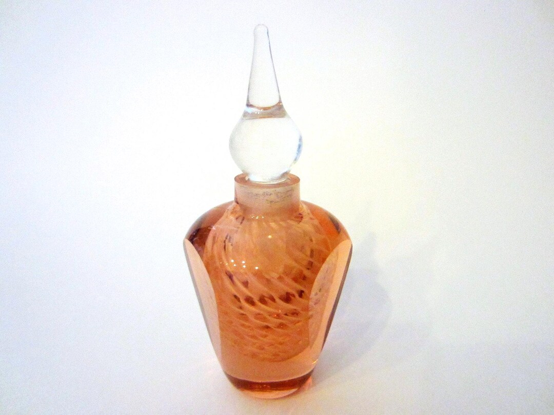 Champagne Rose Hand Cut Glass Perfume Bottle Abstract Encased Wavy ...