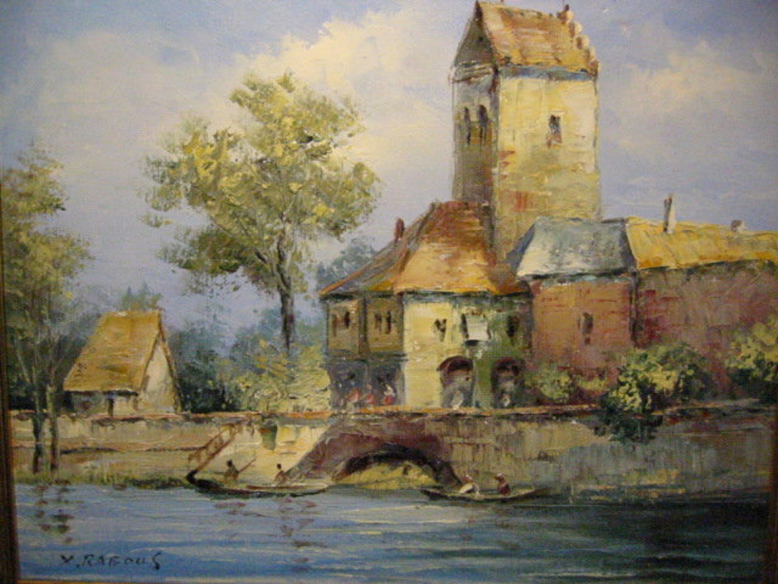 X Rabous Australian Impressionist Seascape House Boat Nautical Signed ...