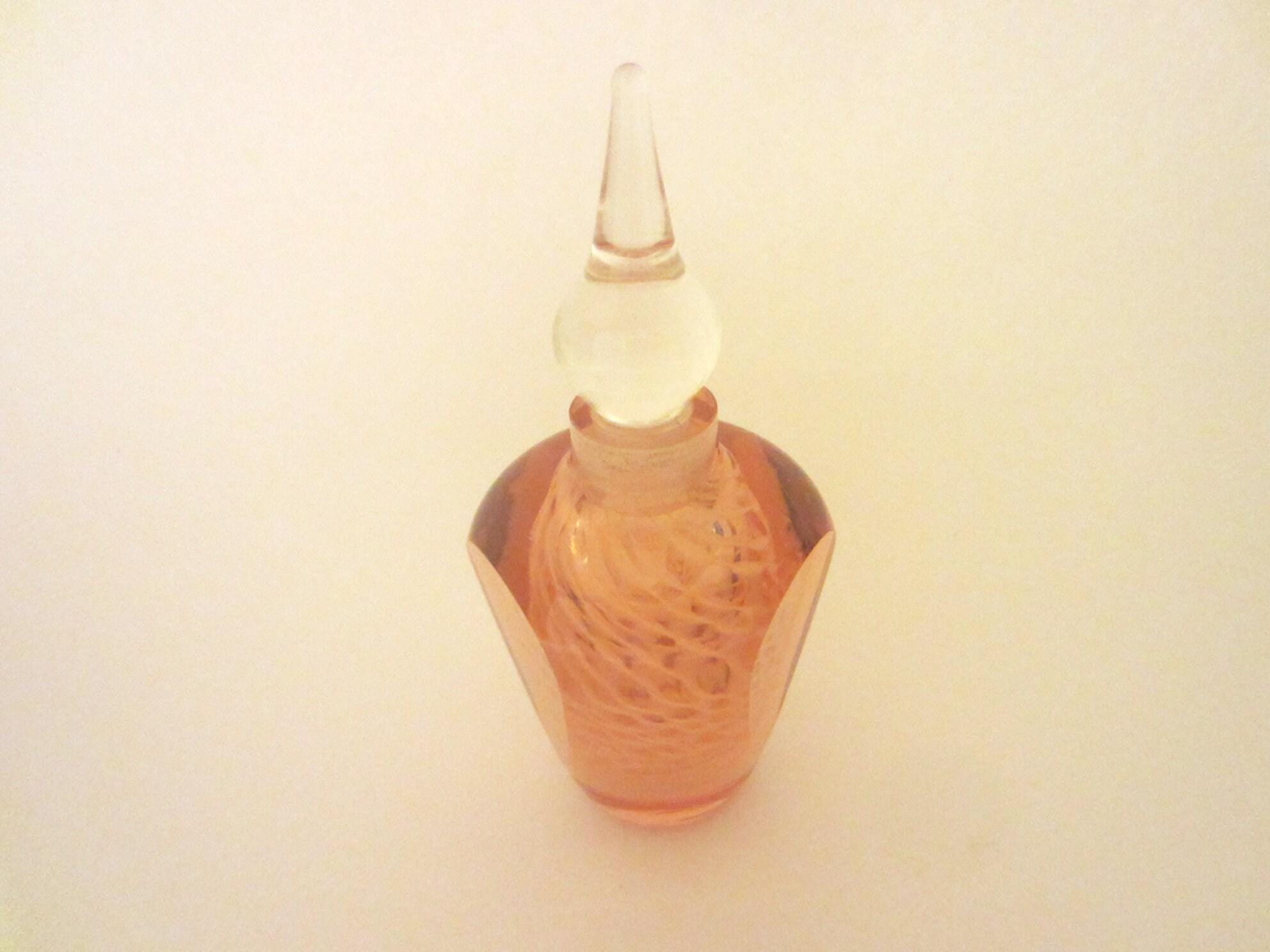 Champagne Rose Hand Cut Glass Perfume Bottle Abstract Encased Wavy ...