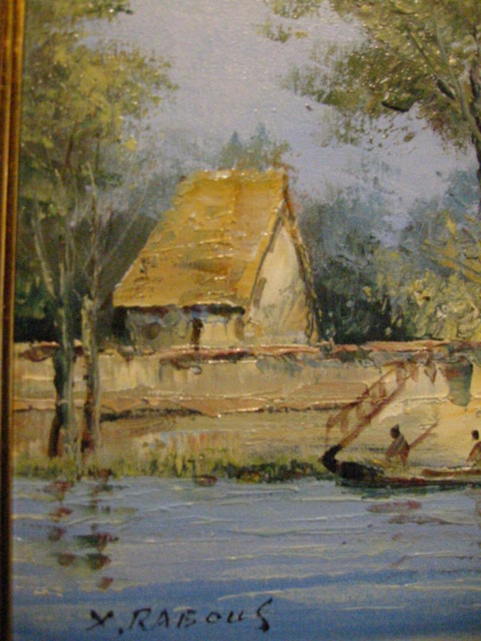 X Rabous Australian Impressionist Seascape House Boat Nautical Signed ...