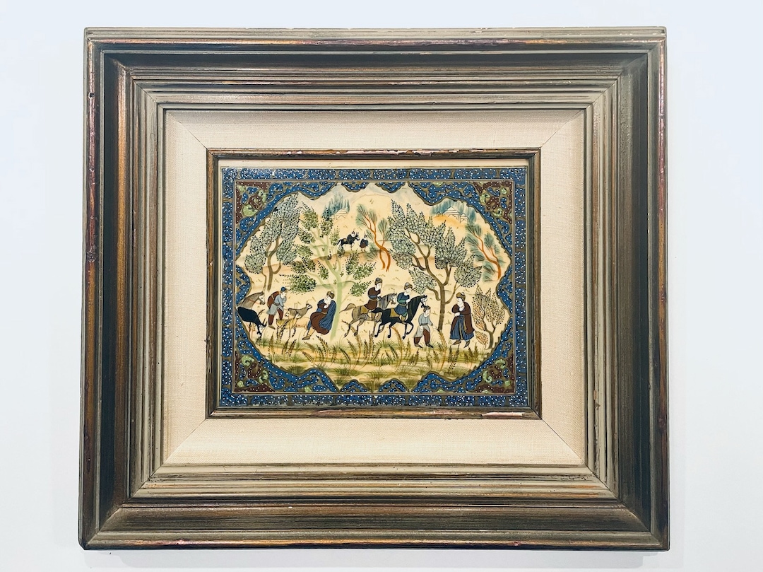 A Persian Miniature Plaque Village Scene Equestrian Art - Etsy