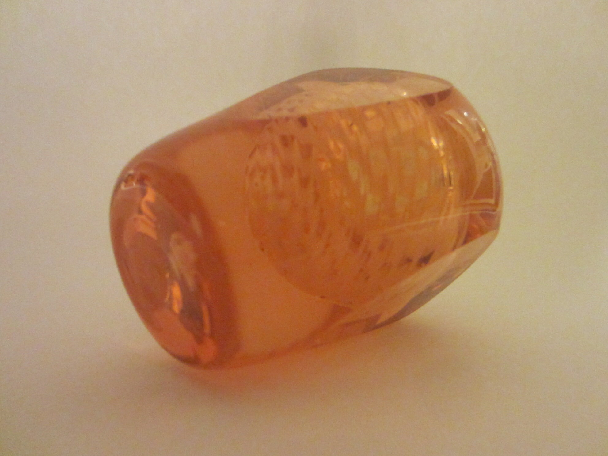 Champagne Rose Hand Cut Glass Perfume Bottle Abstract Encased Wavy ...