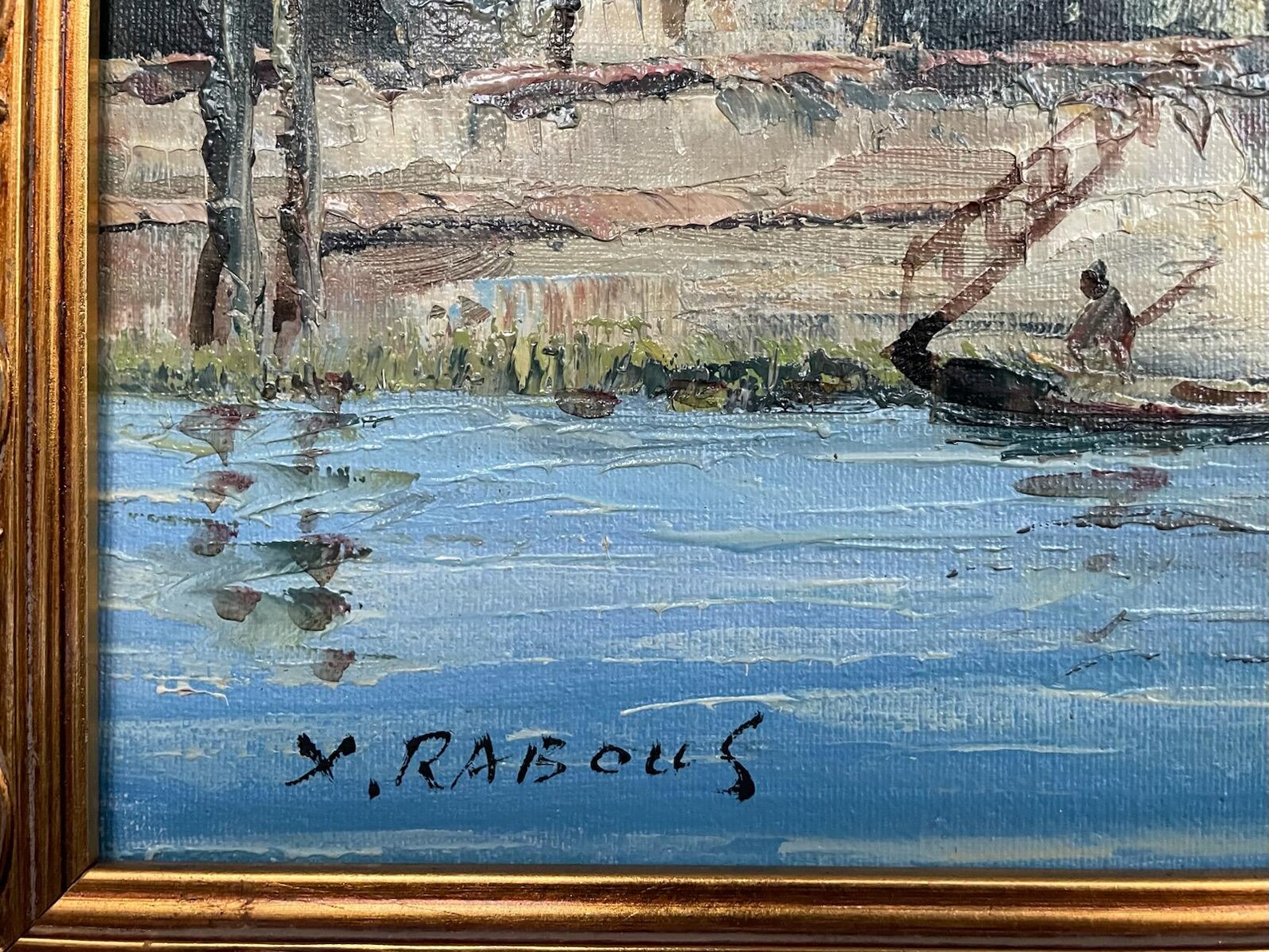 X Rabous Australian Impressionist Seascape House Boat Nautical Signed ...