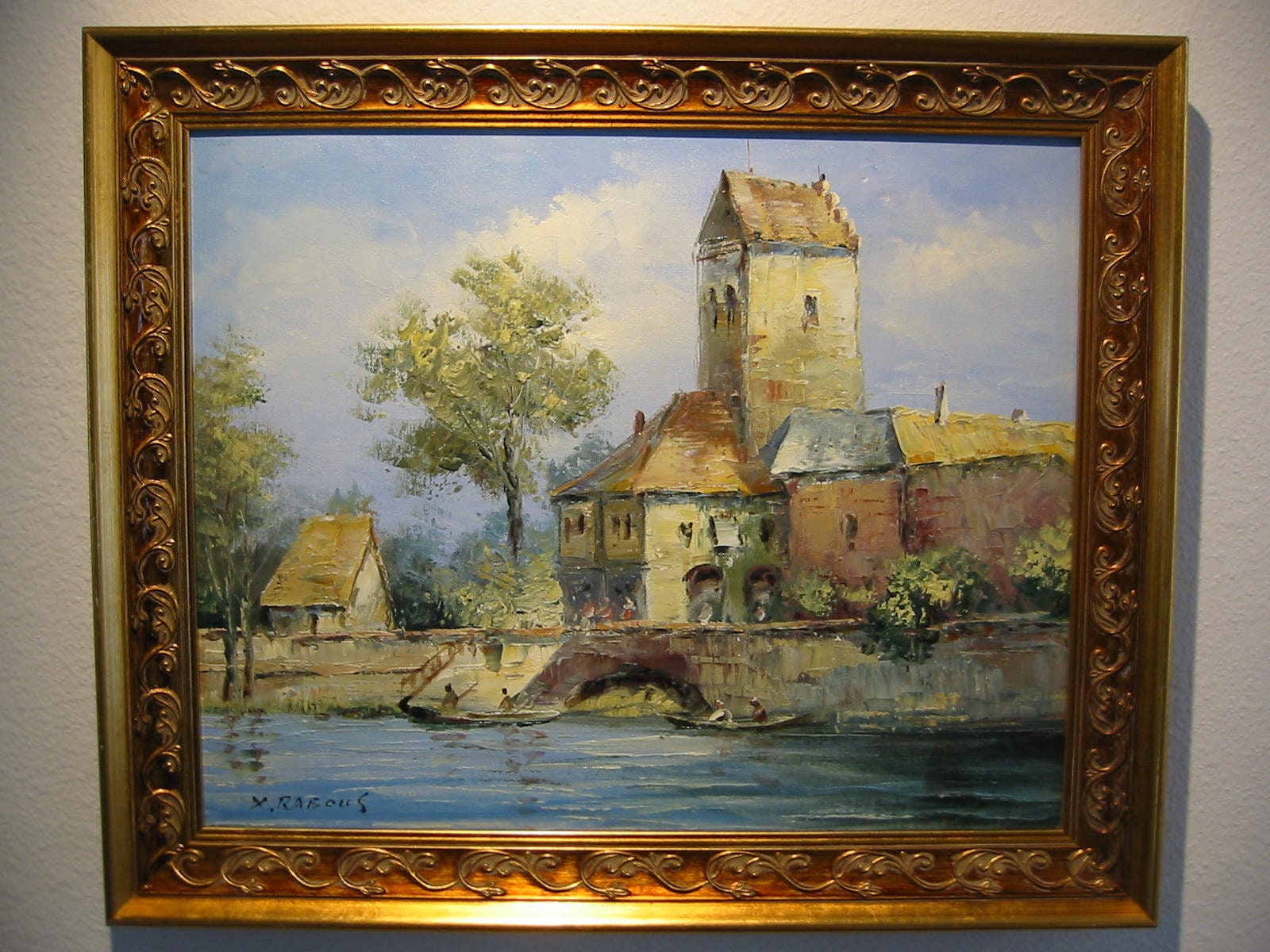 X Rabous Australian Impressionist Seascape House Boat Nautical Signed ...