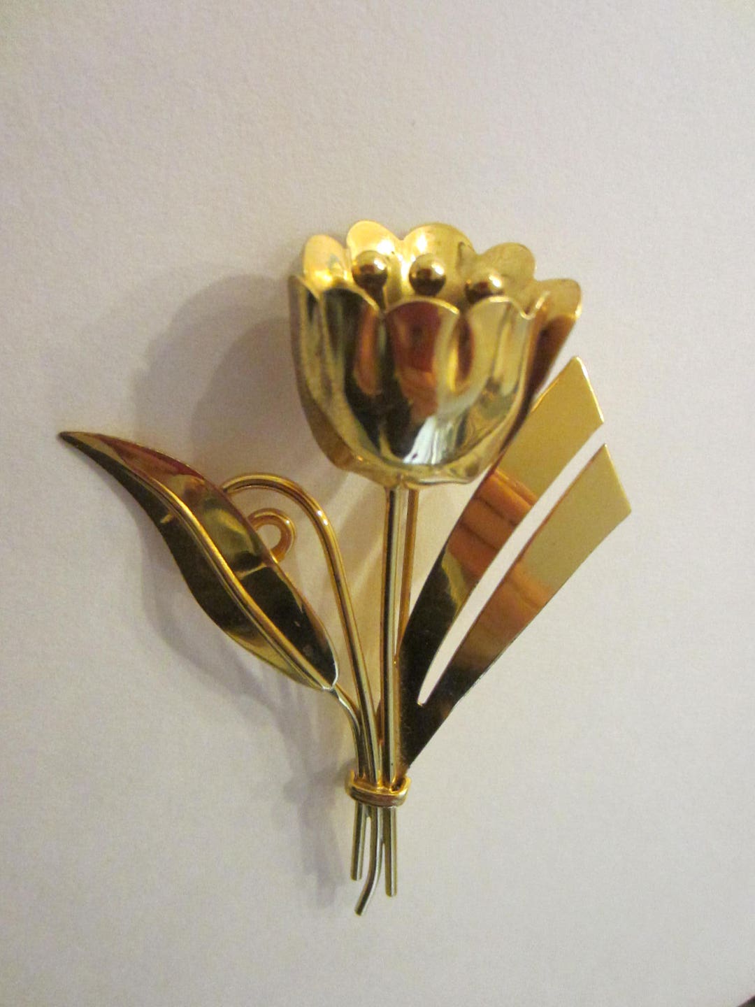 Sterling Craft Gold Plated Signed Blooming Tulip Brooch - Etsy
