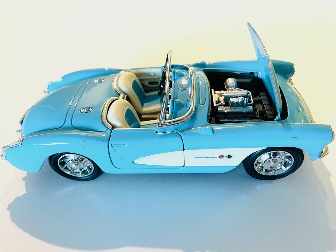 A Turquoise Blue Convertible Chevy Corvette 1957 Cast Iron Model Car - Etsy