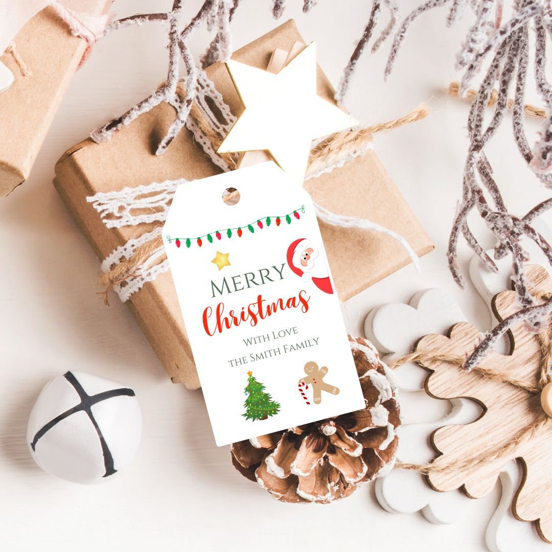 Merry Christmas Gift Tag Printable - Etsy