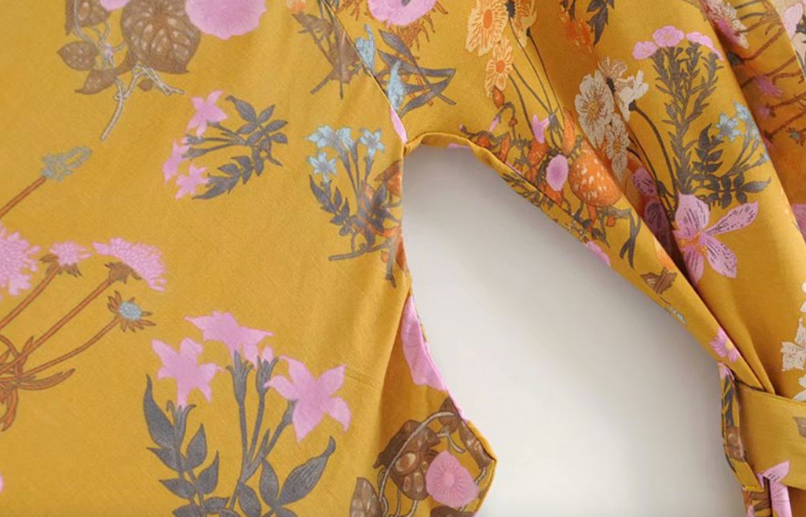 Available in 3 Colors Ocher Floral Pattern Kimono Cotton - Etsy