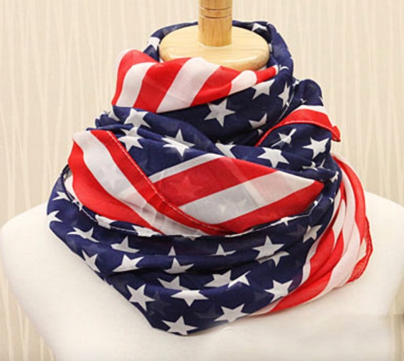 USA Pattern Scarf Flag Scarf 4th of July Long Scarf USA | Etsy