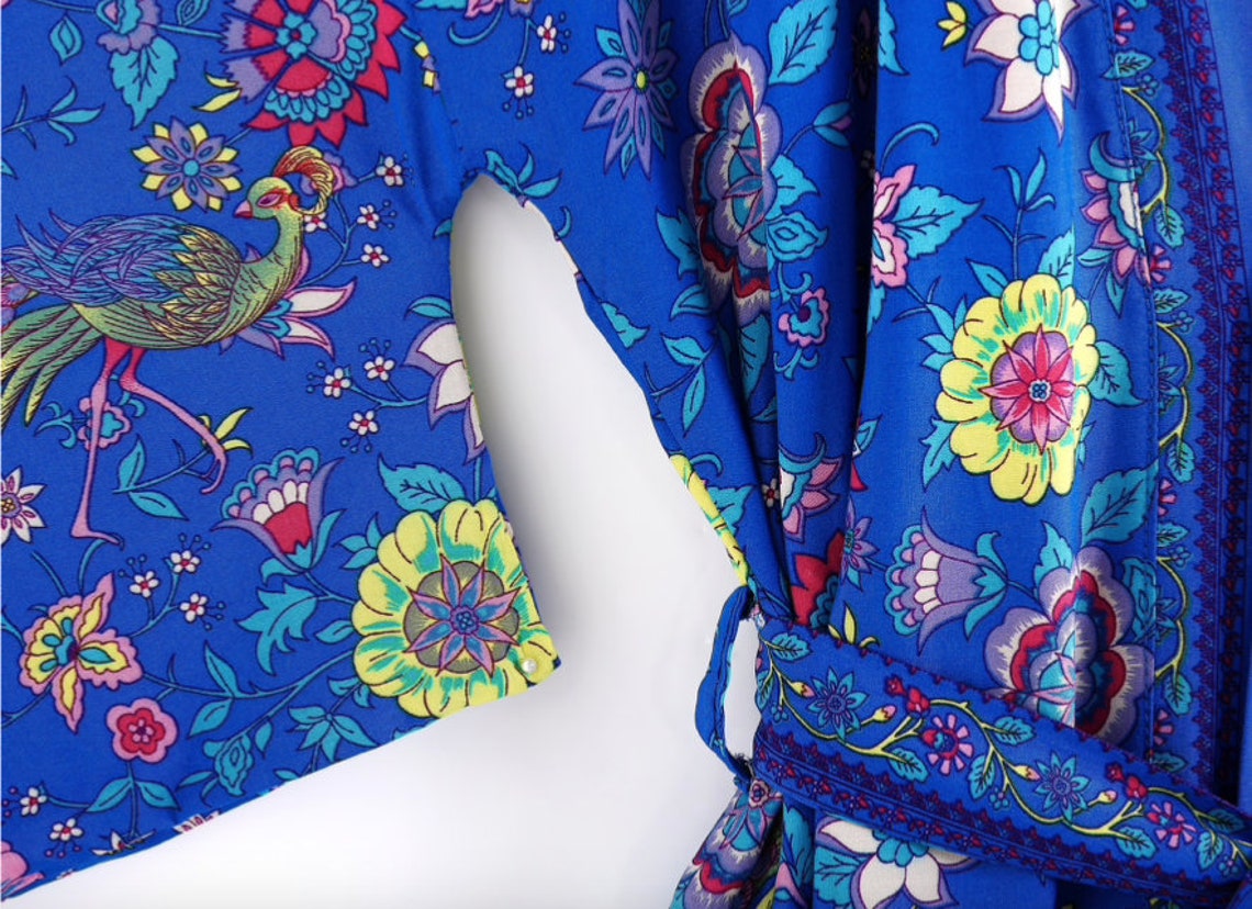 Peacock Pattern Kimono/ Bright Blue Color Kimono/ Indian - Etsy