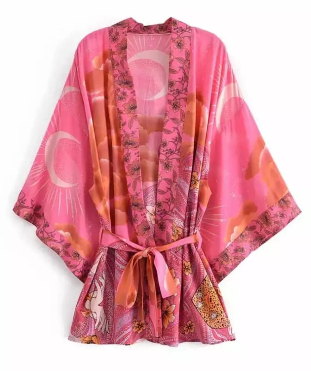 3colors Available, Girl and Moon Pattern Cotton Pink Cover Up, Pink ...