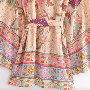 Peach and Pink Botanical Floral Pattern Kimono/ Cotton Kimono/ - Etsy