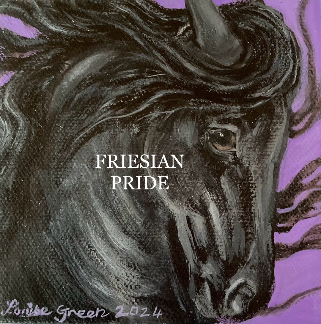 FRIESIAN PRIDE - Miniature Acrylic Friesian Horse Painting on Magnetic ...
