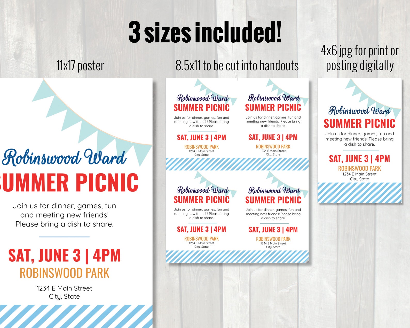 Party Invitation Flyers Printable Editable Ward Party - Etsy