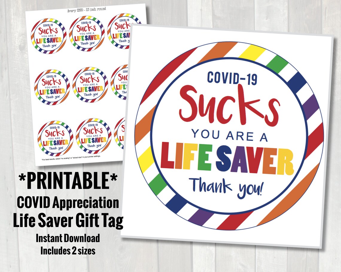 Printable Life Saver Gift Tag COVID Appreciation Gift Label - Etsy