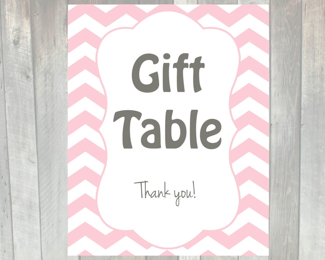 Printable Chevron Pink Gift Table Sign | Baby Shower Decoration Instant ...