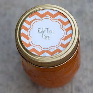 Printable Editable Chevron Label | Orange Chevron Mason Jar Label ...