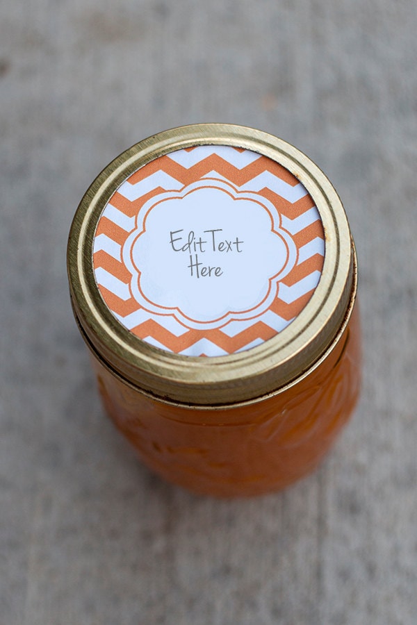 Printable Editable Chevron Label Orange Chevron Mason Jar - Etsy