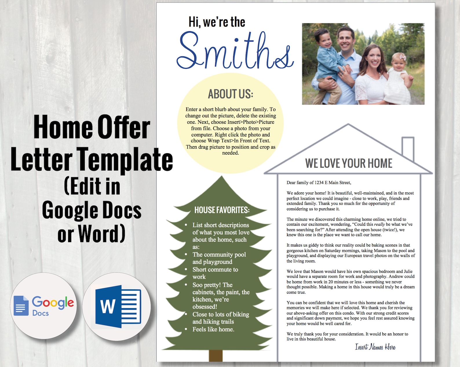 EDITABLE Home Offer Letter Template Customizable House Offer - Etsy