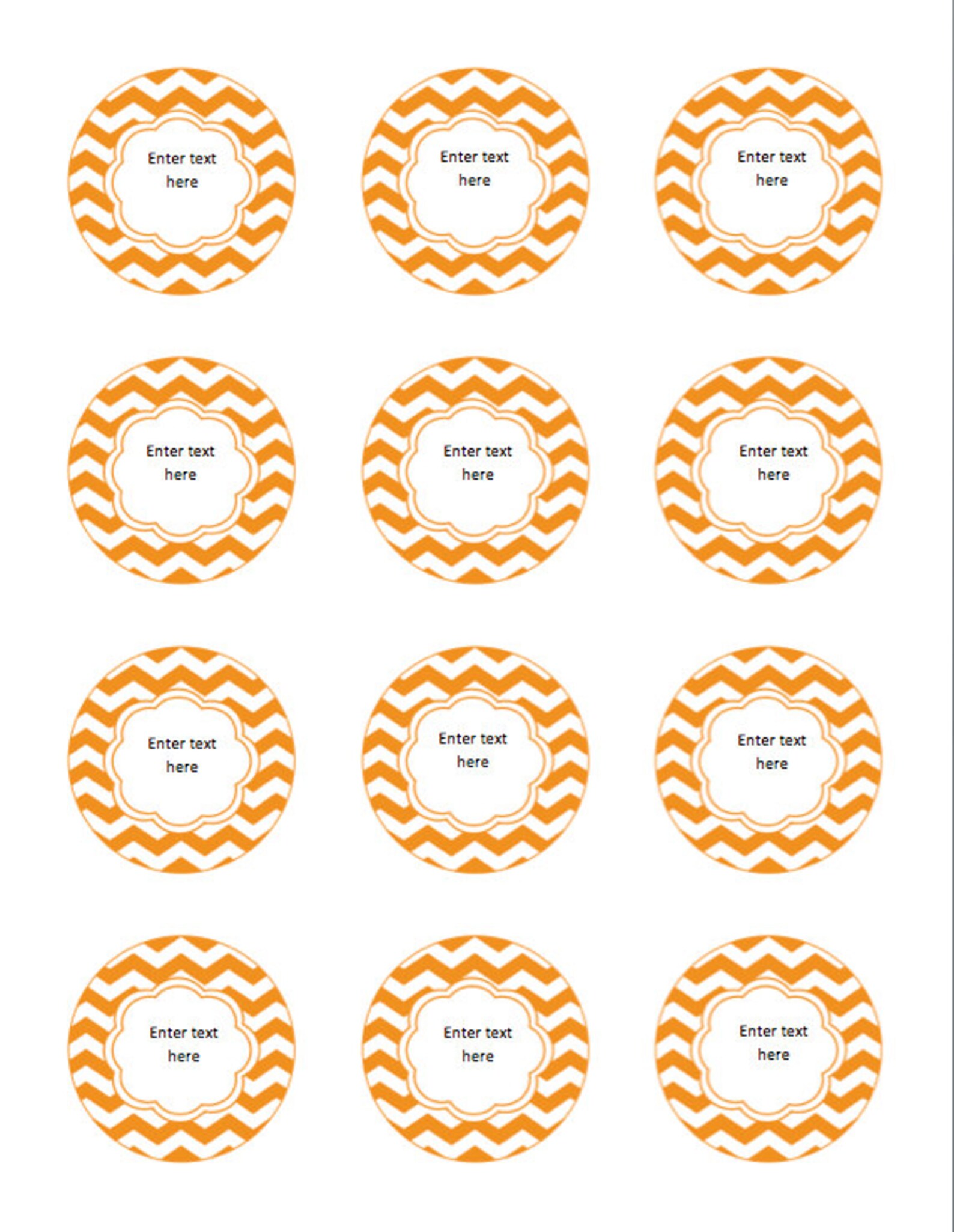 Printable Editable Chevron Label Orange Chevron Mason Jar - Etsy