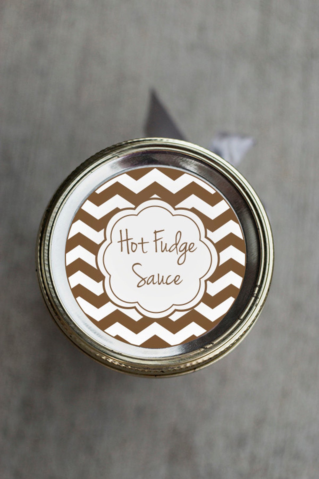 Printable Hot Fudge Sauce Mason Jar Label | Chevron Chocolate Jar Label ...