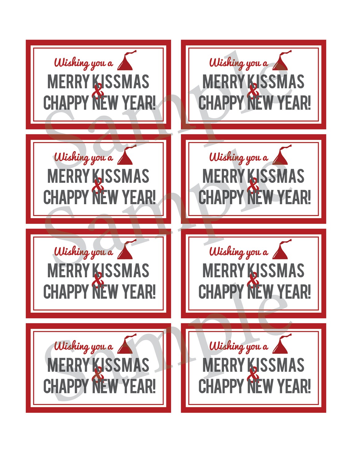 Printable Merry Kissmas and Chappy New Year Tag | Teacher Gift Tag ...