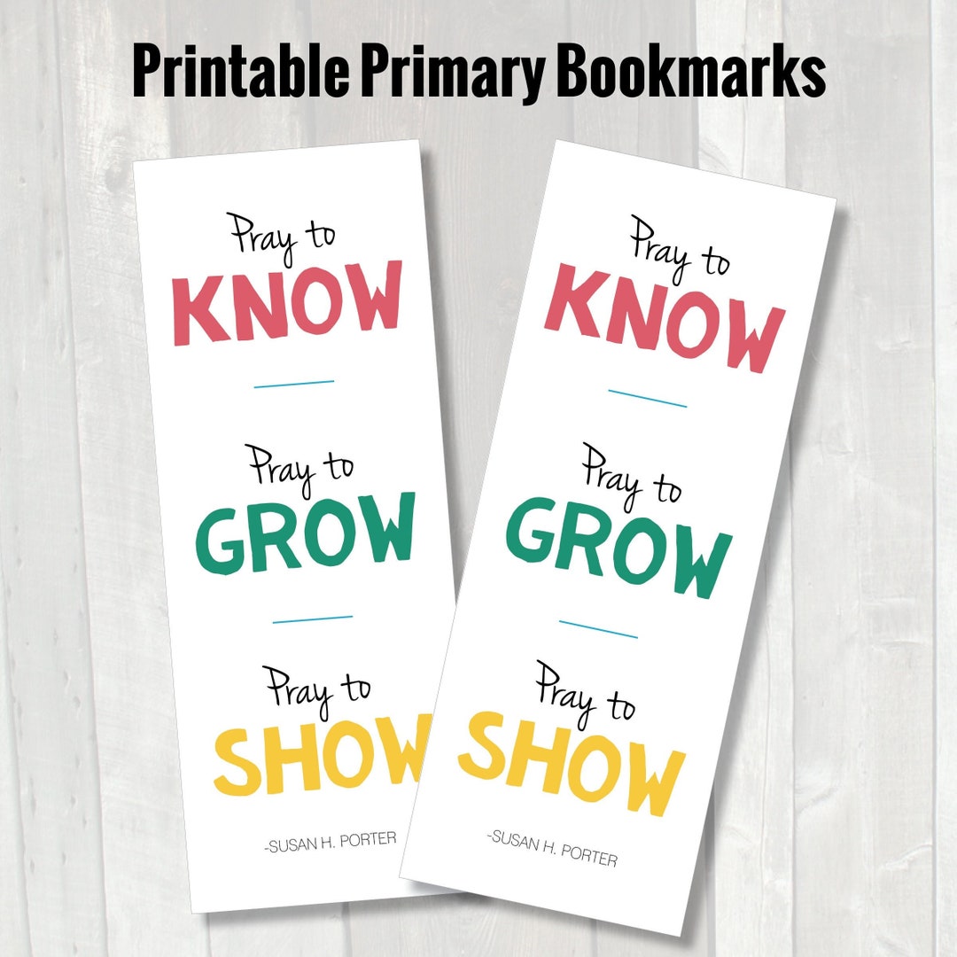 LDS Primary Pray to Know Bookmarks | Primary Handout Bookmark | Young ...