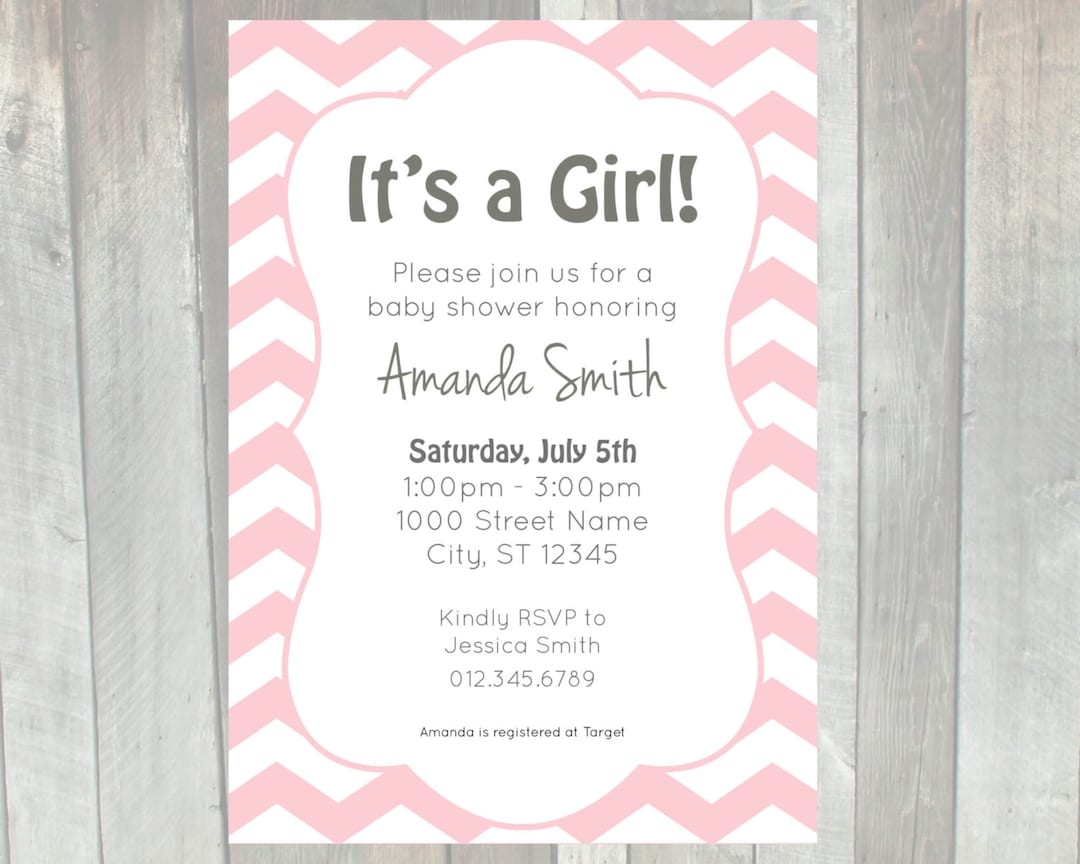 Chevron Pink Baby Shower Invitation - Printable | It's a Girl Baby ...