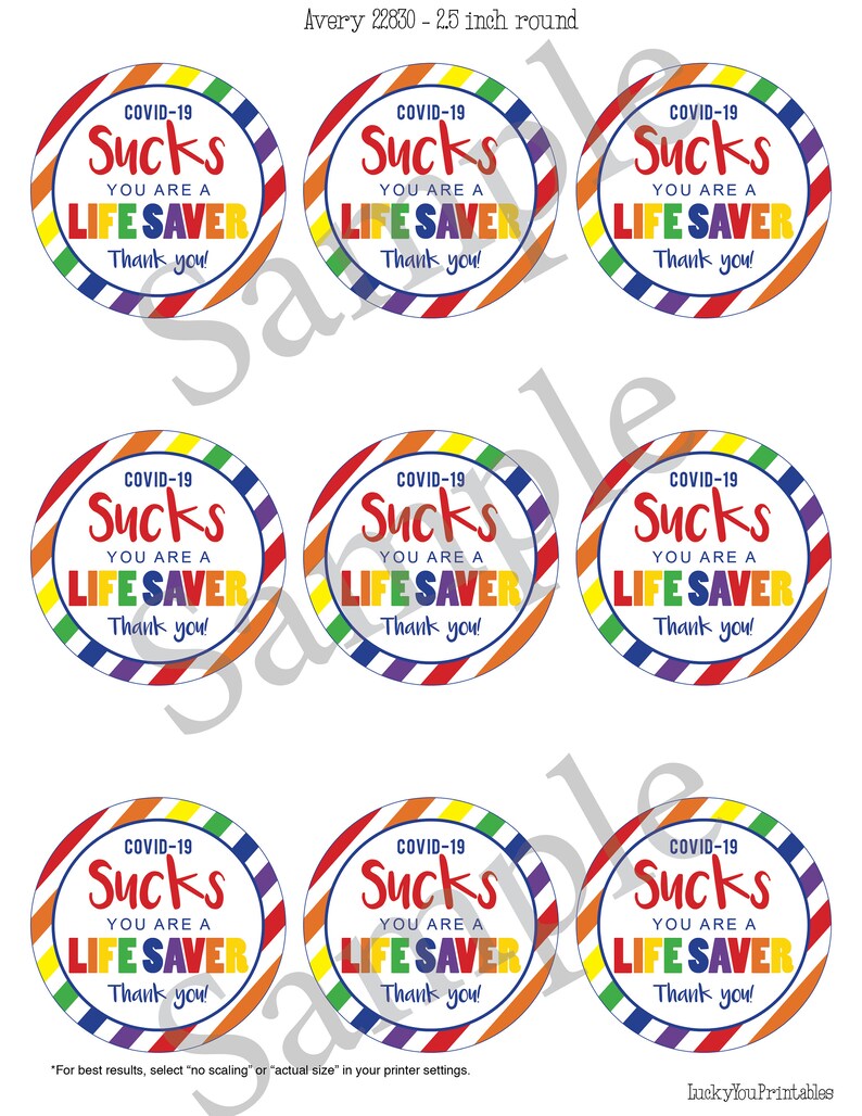 Printable Life Saver Gift Tag COVID Appreciation Gift Label - Etsy
