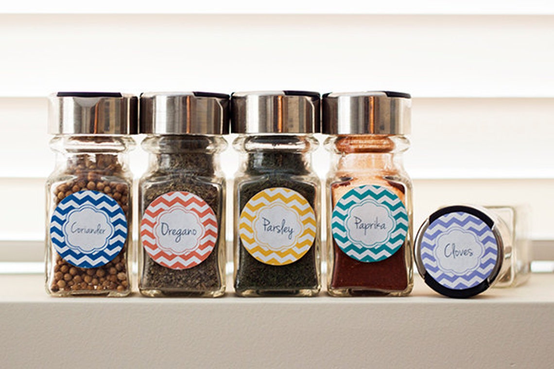 Printable PDF Chevron Spice Labels for Lids or Spice Jars - Etsy
