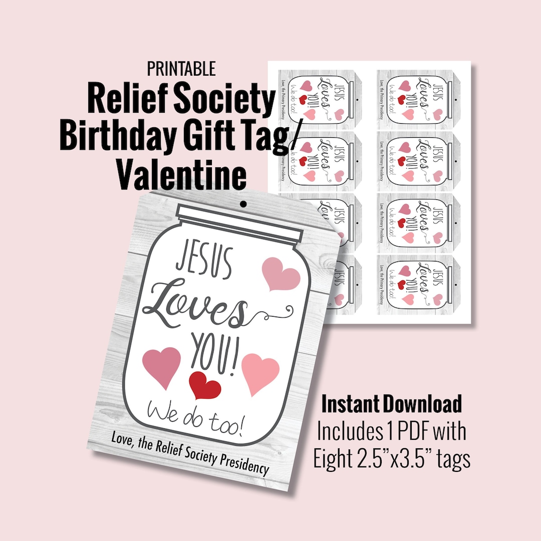 Relief Society Valentine's Day Gift Tag | Relief Society Birthday Gift ...