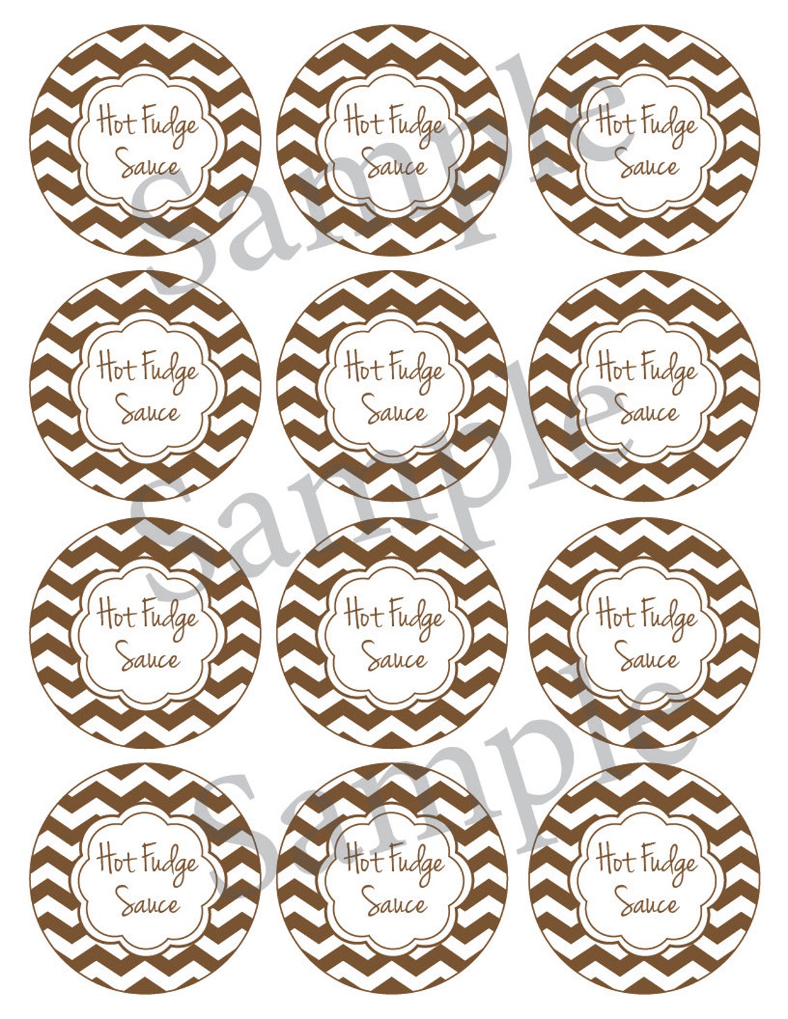 Printable Hot Fudge Sauce Mason Jar Label Chevron Chocolate | Etsy