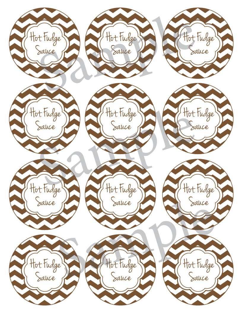 Printable Hot Fudge Sauce Mason Jar Label | Chevron Chocolate Jar Label ...