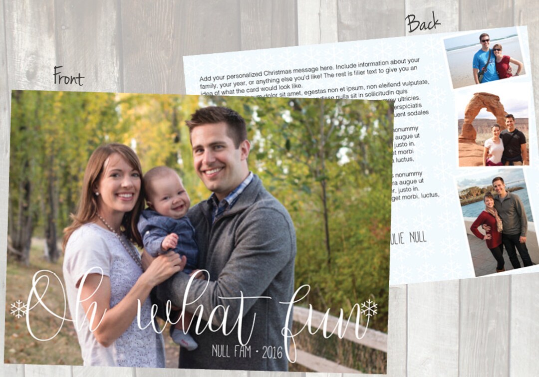 Photo Christmas Card With Letter | Oh What Fun Holiday Card | Digital ...