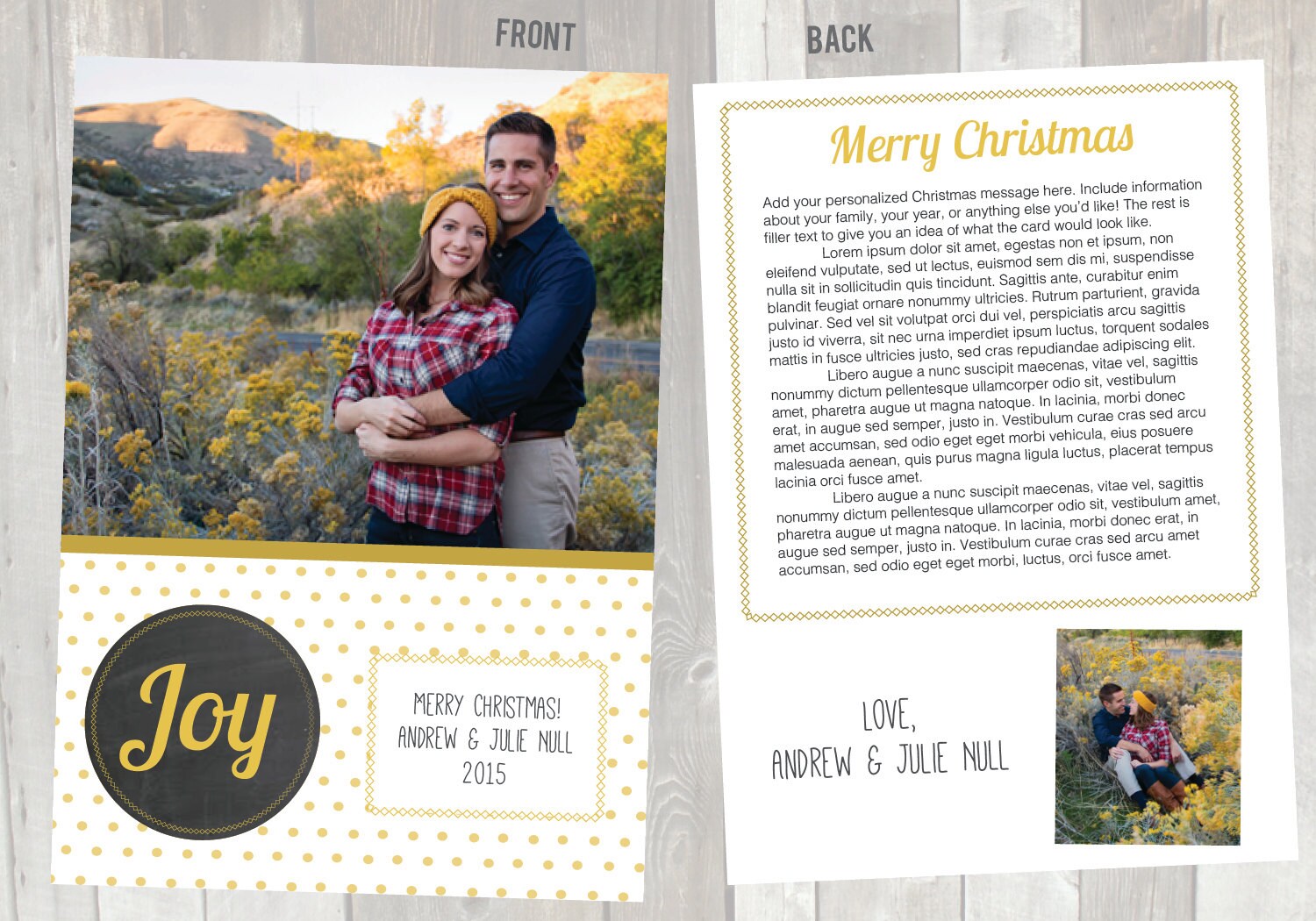 Photo Christmas Card With Letter Printable Holiday Card - Etsy