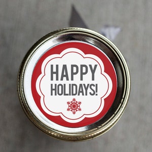 Printable holiday mason jar label Happy Holidays canning jar | Etsy