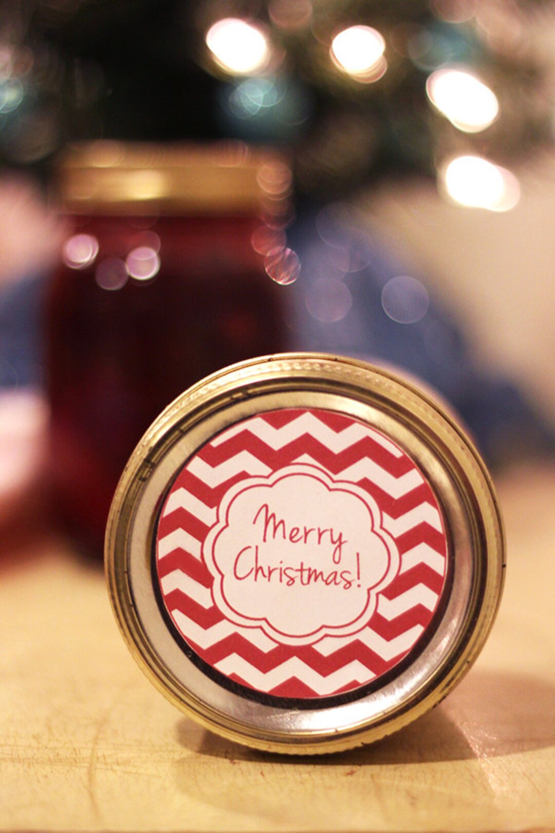 Printable Christmas Mason Jar Label | Chevron Canning Jar Label | Merry ...