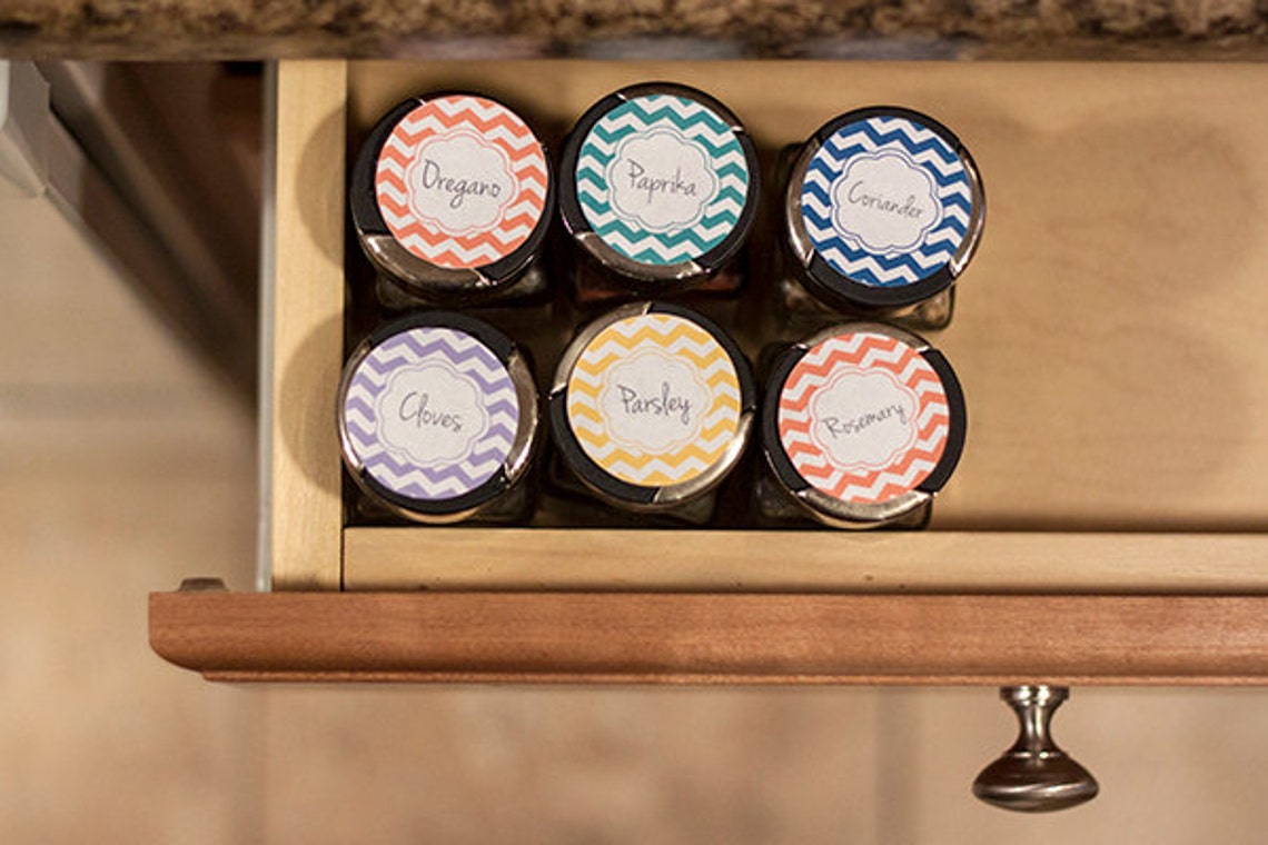 Printable PDF Chevron Spice Labels for Lids or Spice Jars | 1.5 Inch ...