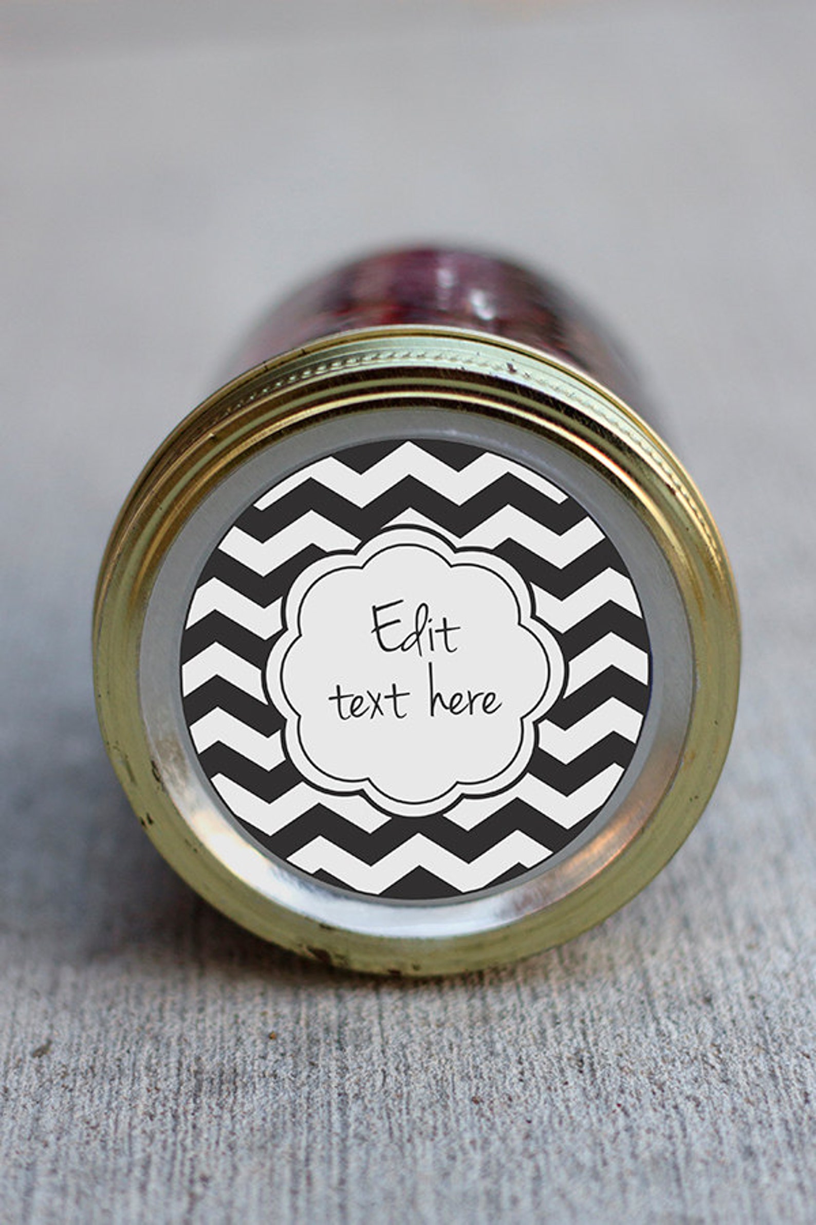 Printable Editable Chevron Label | Black Chevron Mason Jar Label ...