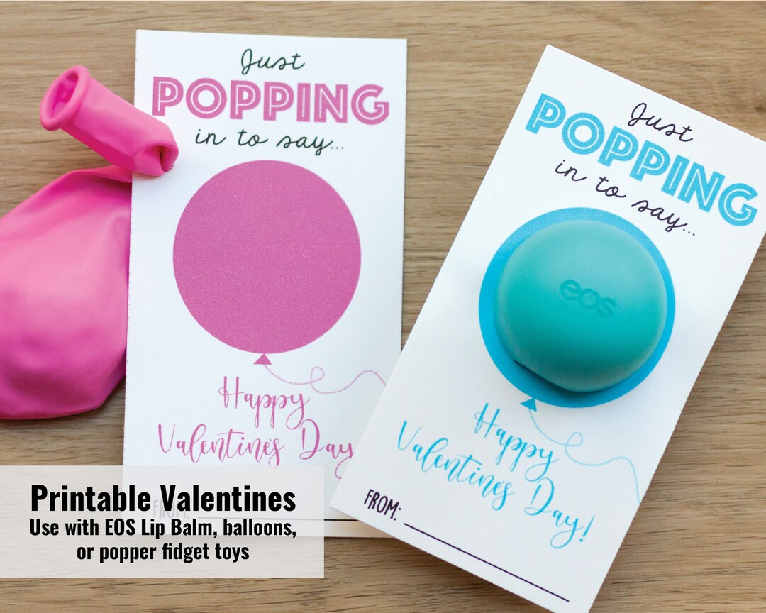 Just Popping in Valentine's Day Cards | Printable Non-candy Valentines ...