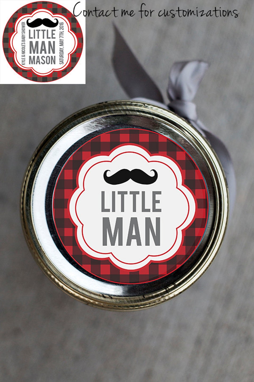 Printable Baby Shower Mason Jar Label | Little Man Gift Tag | Baby ...