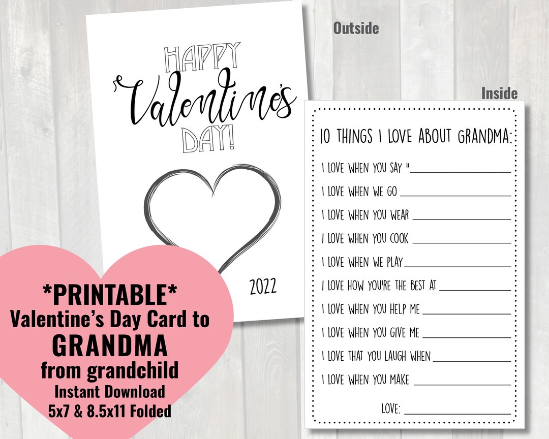 Valentine's Day Card for Grandma Printable Grandma - Etsy