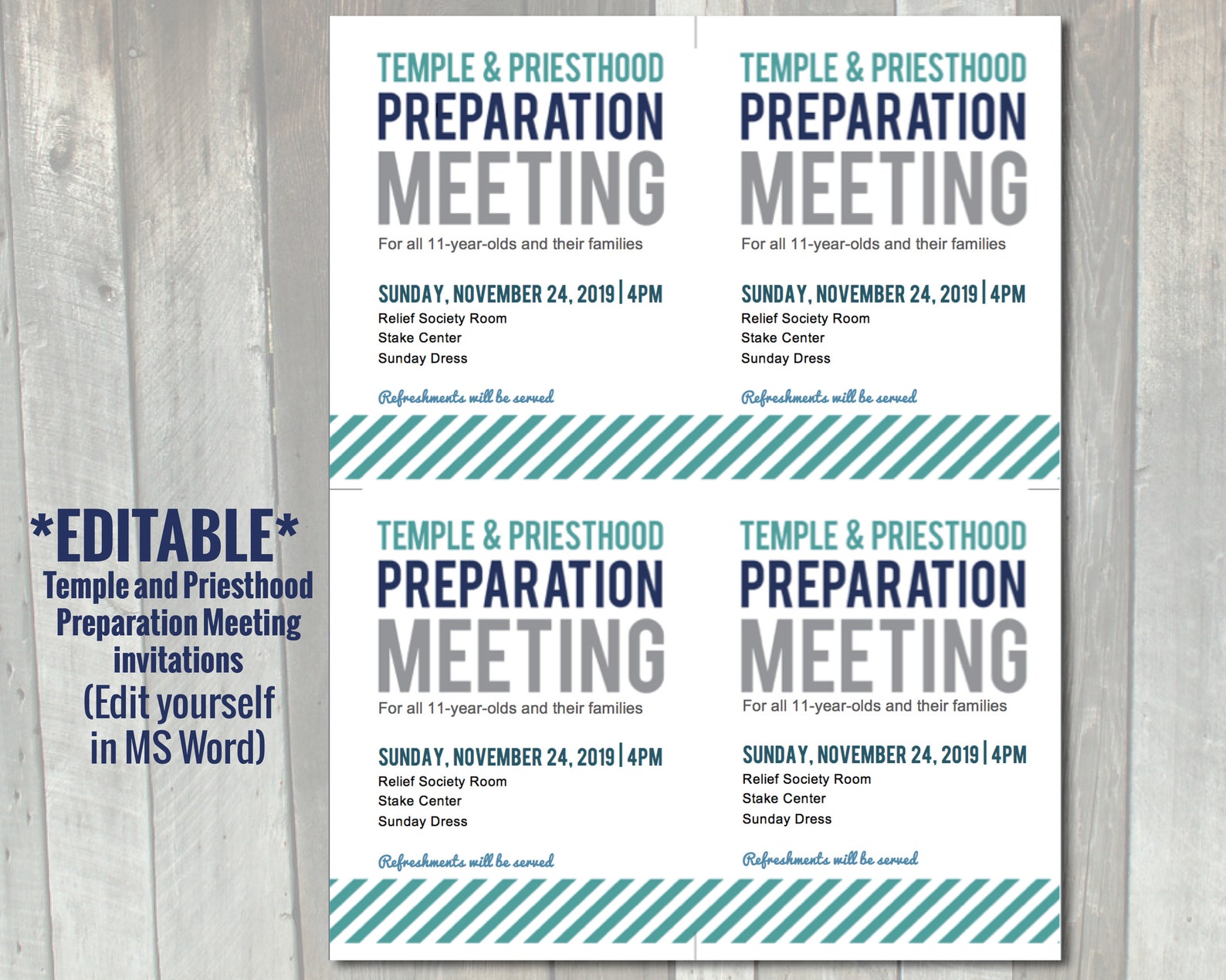 Editable LDS Temple and Priesthood Preparation Meeting Printable ...