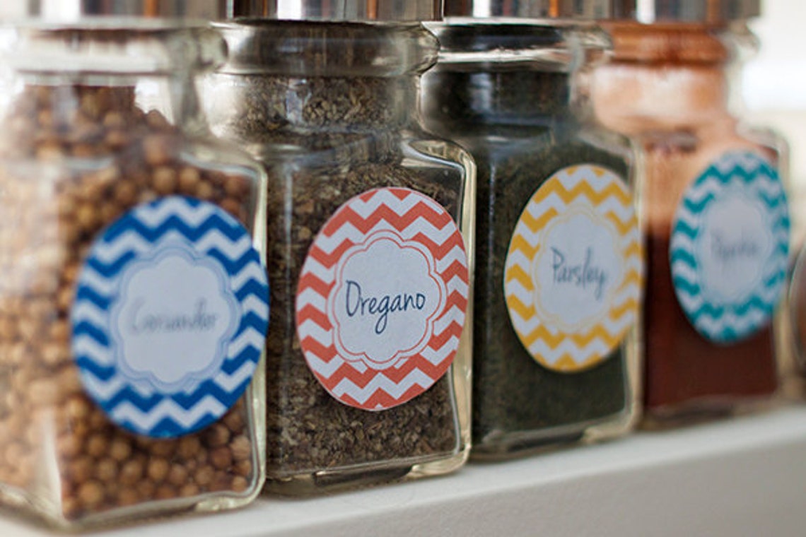 Printable PDF Chevron Spice Labels for Lids or Spice Jars - Etsy