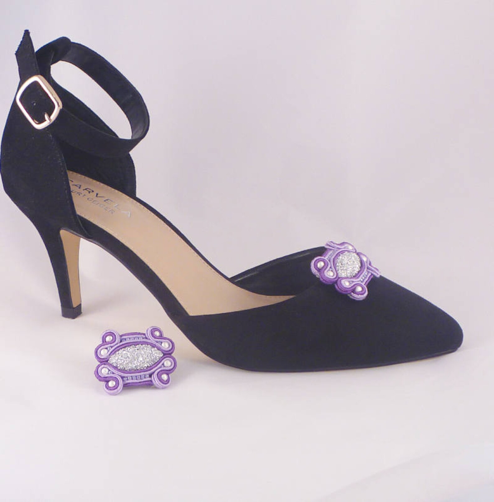 Soutache Shoe Clips. Removable Shoe Clips. Purple Shoe Jewellery ...