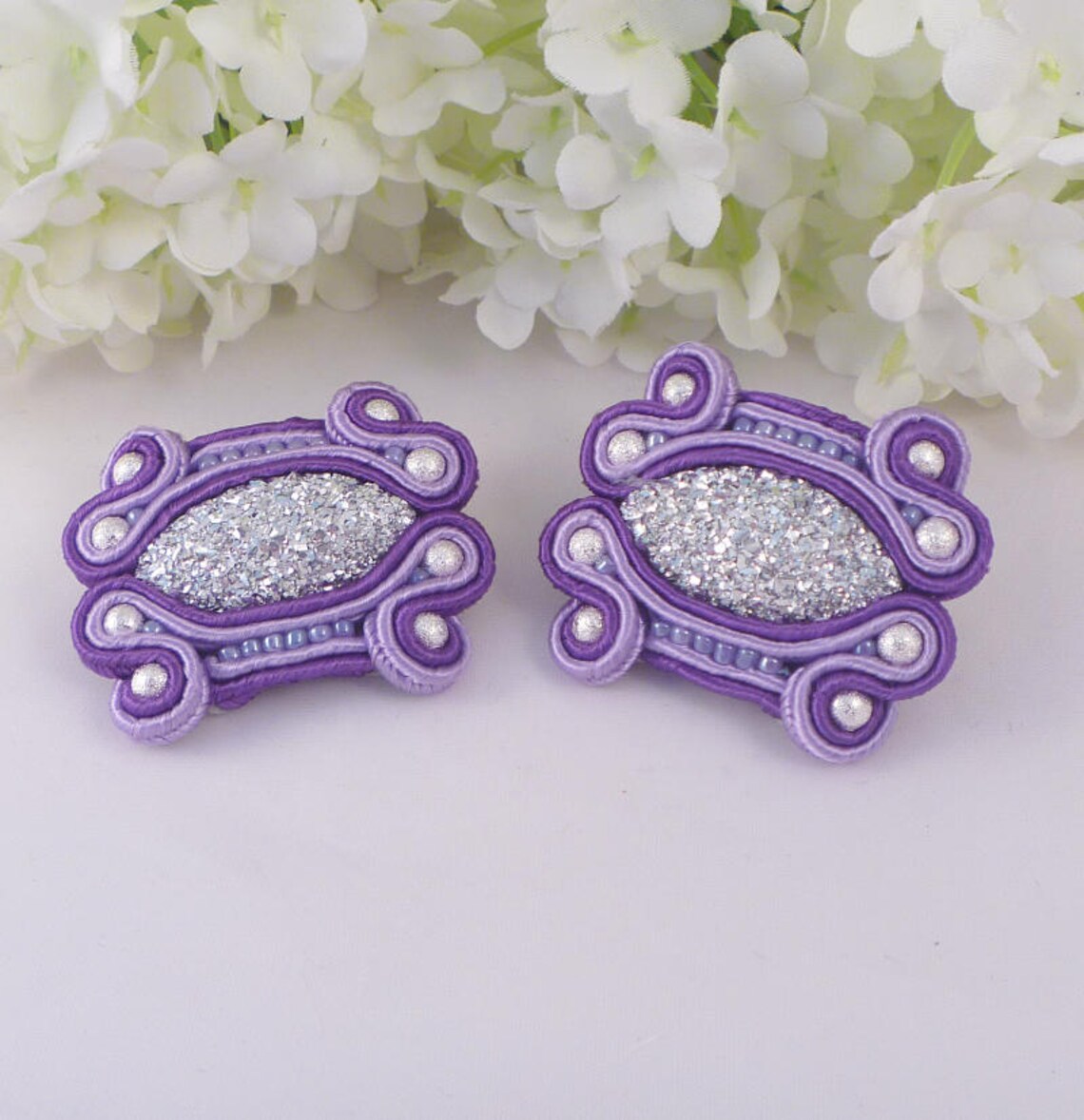 Soutache Shoe Clips. Removable Shoe Clips. Purple Shoe Jewellery ...
