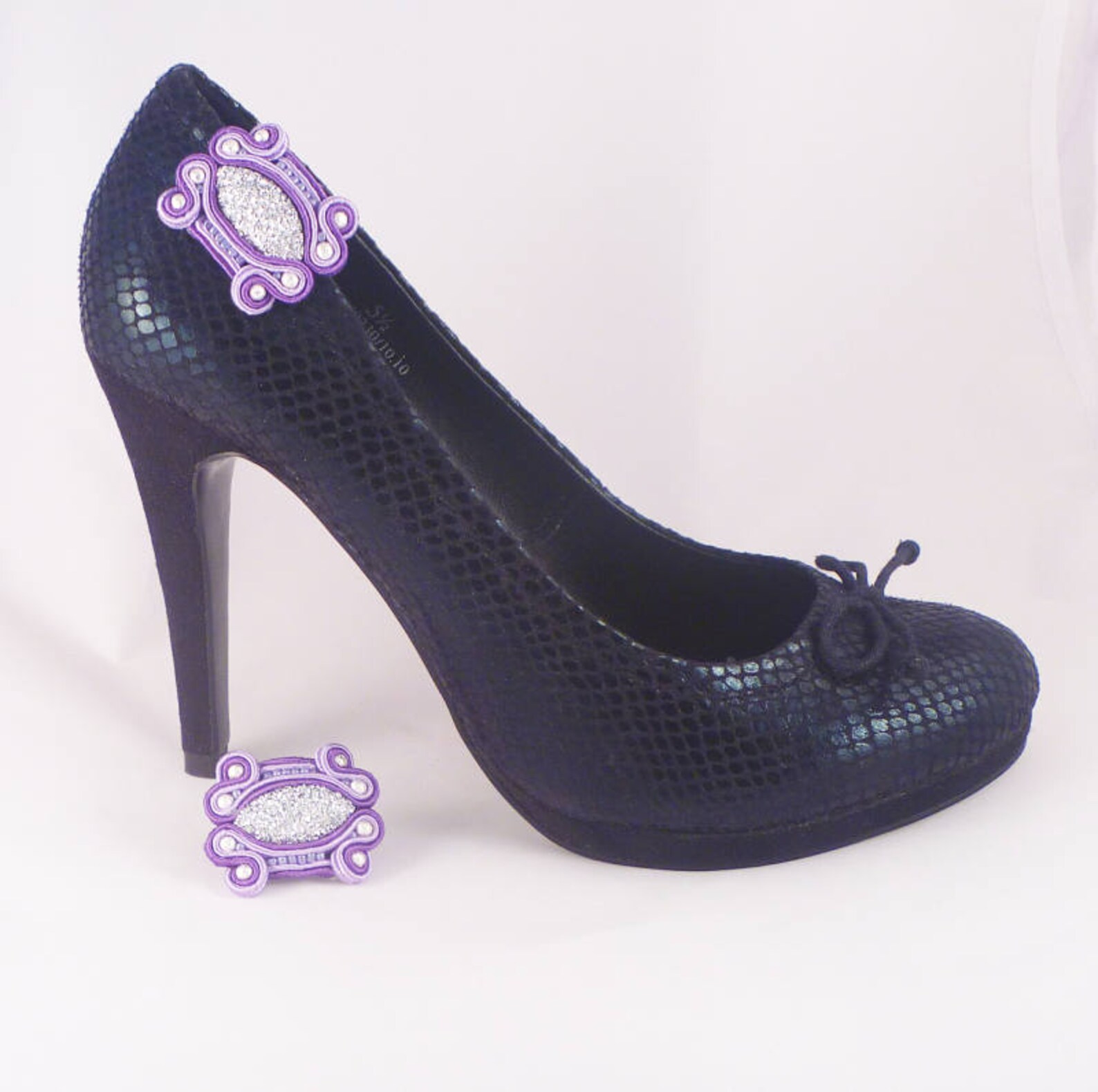 Soutache Shoe Clips. Removable Shoe Clips. Purple Shoe Jewellery ...
