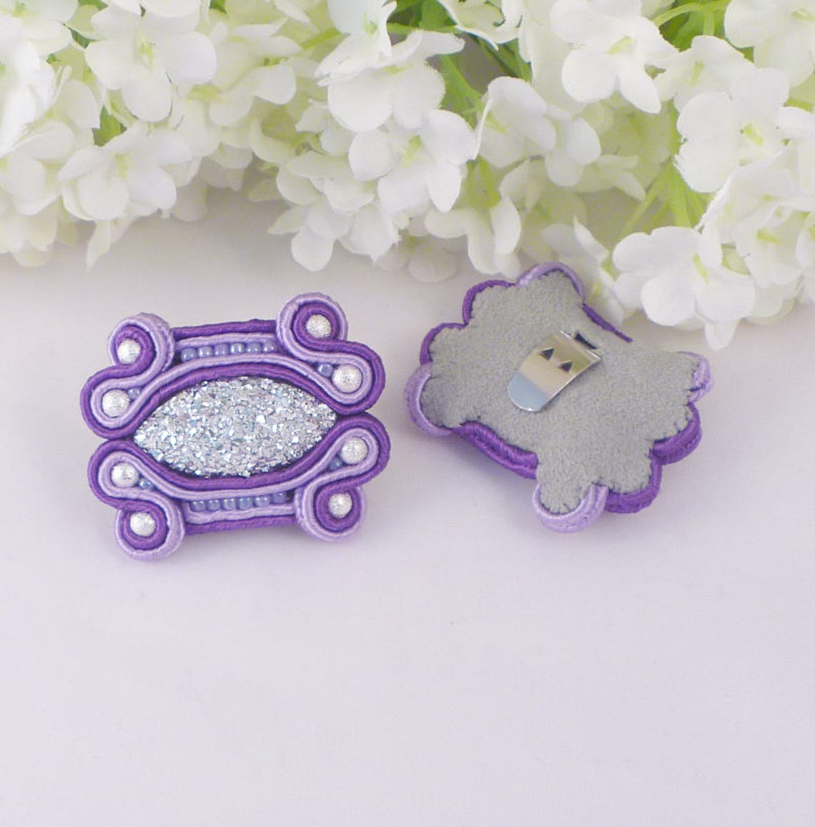 Soutache Shoe Clips. Removable Shoe Clips. Purple Shoe Jewellery ...