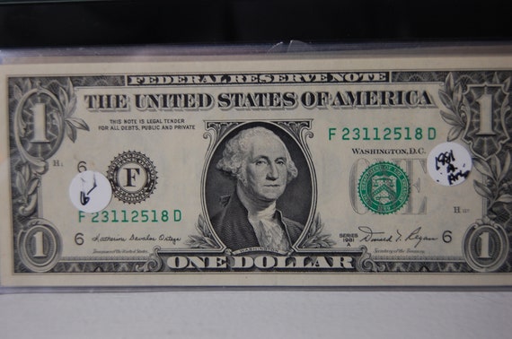 1981 A one Dollar Federal Reserve Note D.C. Printed for | Etsy